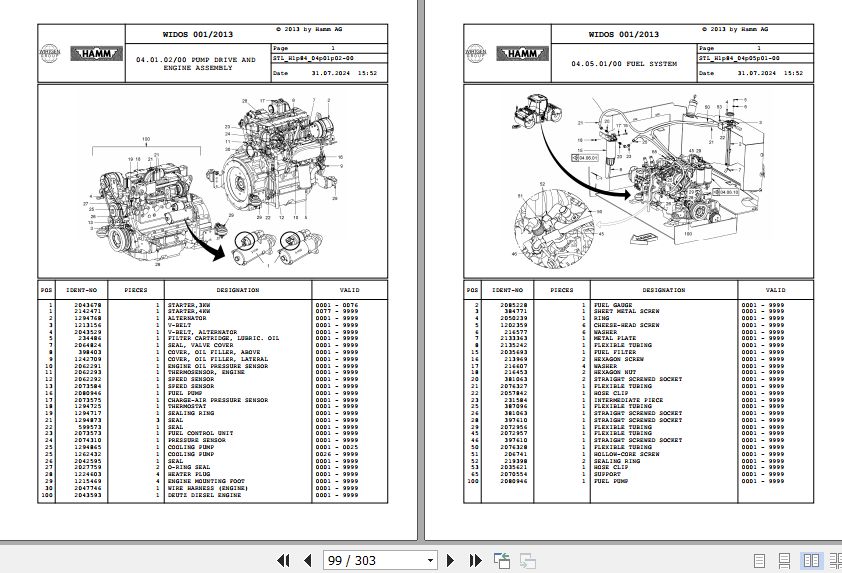 Wirtgen Hamm HD+ 120 - 140 H1.84 2077252 Roller Parts Catalog PDF