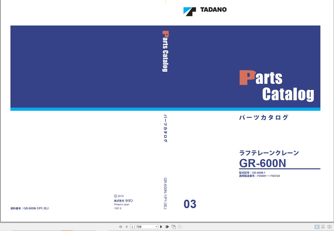 Tadano GR-600N-1 Crane Parts and Operation Training Manual EN JP PDF