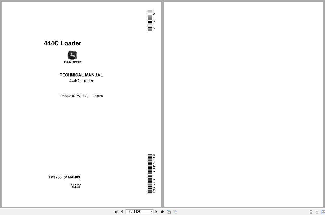 John Deere 444C Loader Technical Manual TM3236 PDF