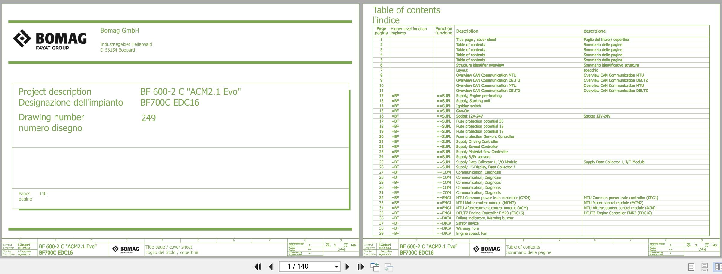 Bomag BF 700 C S 500 Asphalt Paver Electrical Hydraulic Diagrams PDF
