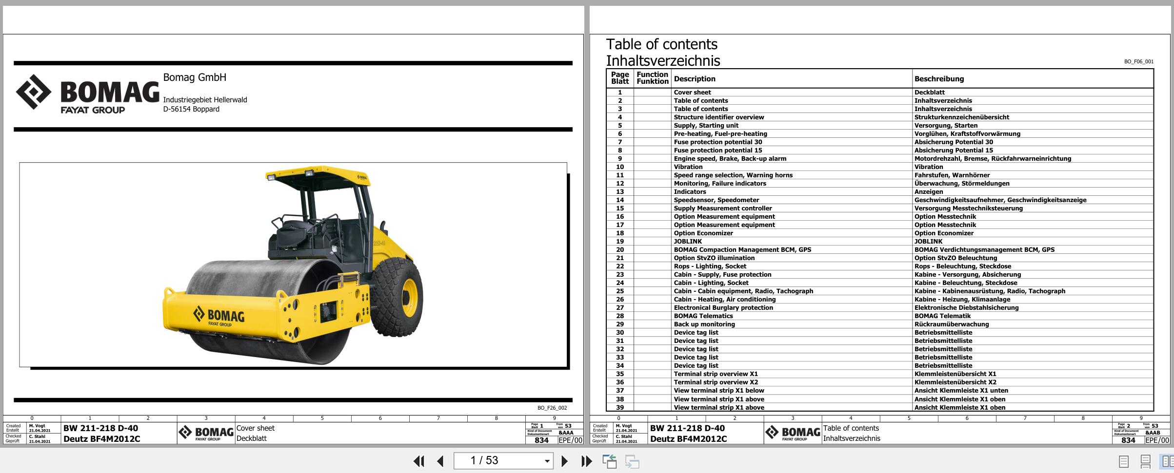 Bomag BW 219 DH-5 Vibratory Rollers Electrical Hydraulic Diagrams PDF
