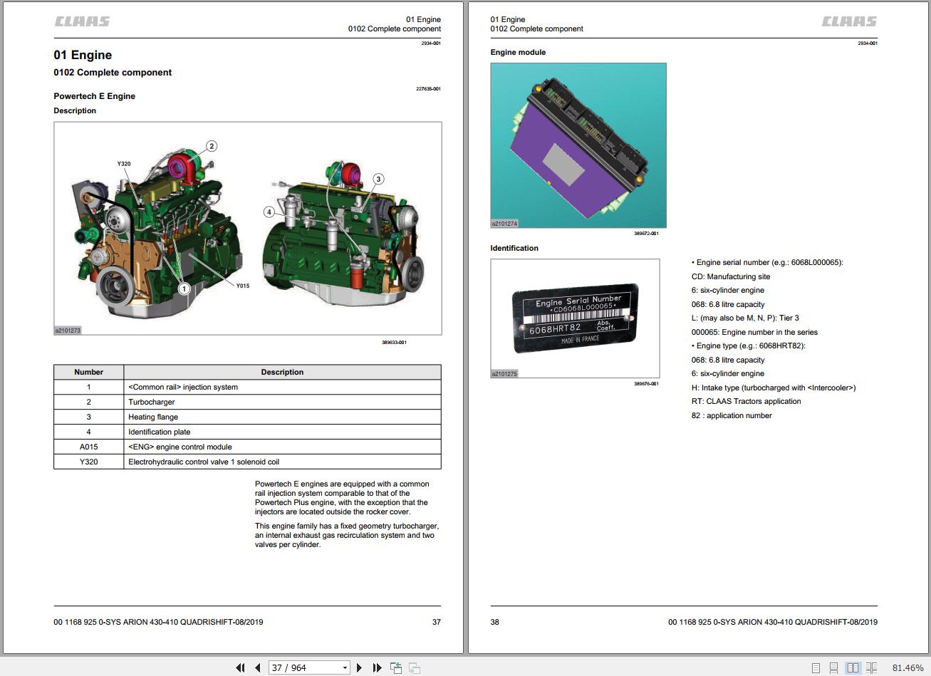 CLAAS ARION 430-410 CIS (B21) Assembly Operators Technical Manual PDF