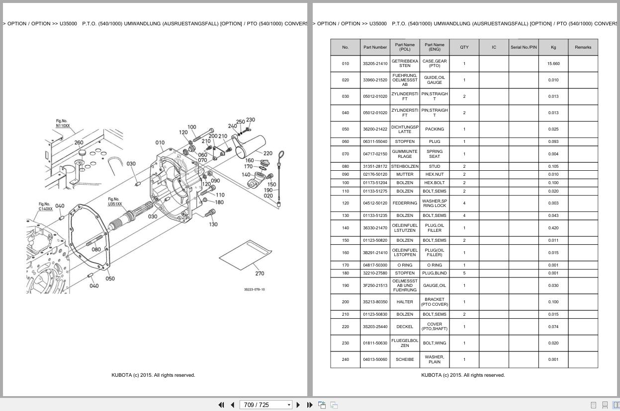 Kubota M105GXDTC-4 Tractor Parts Manual EN DE PDF